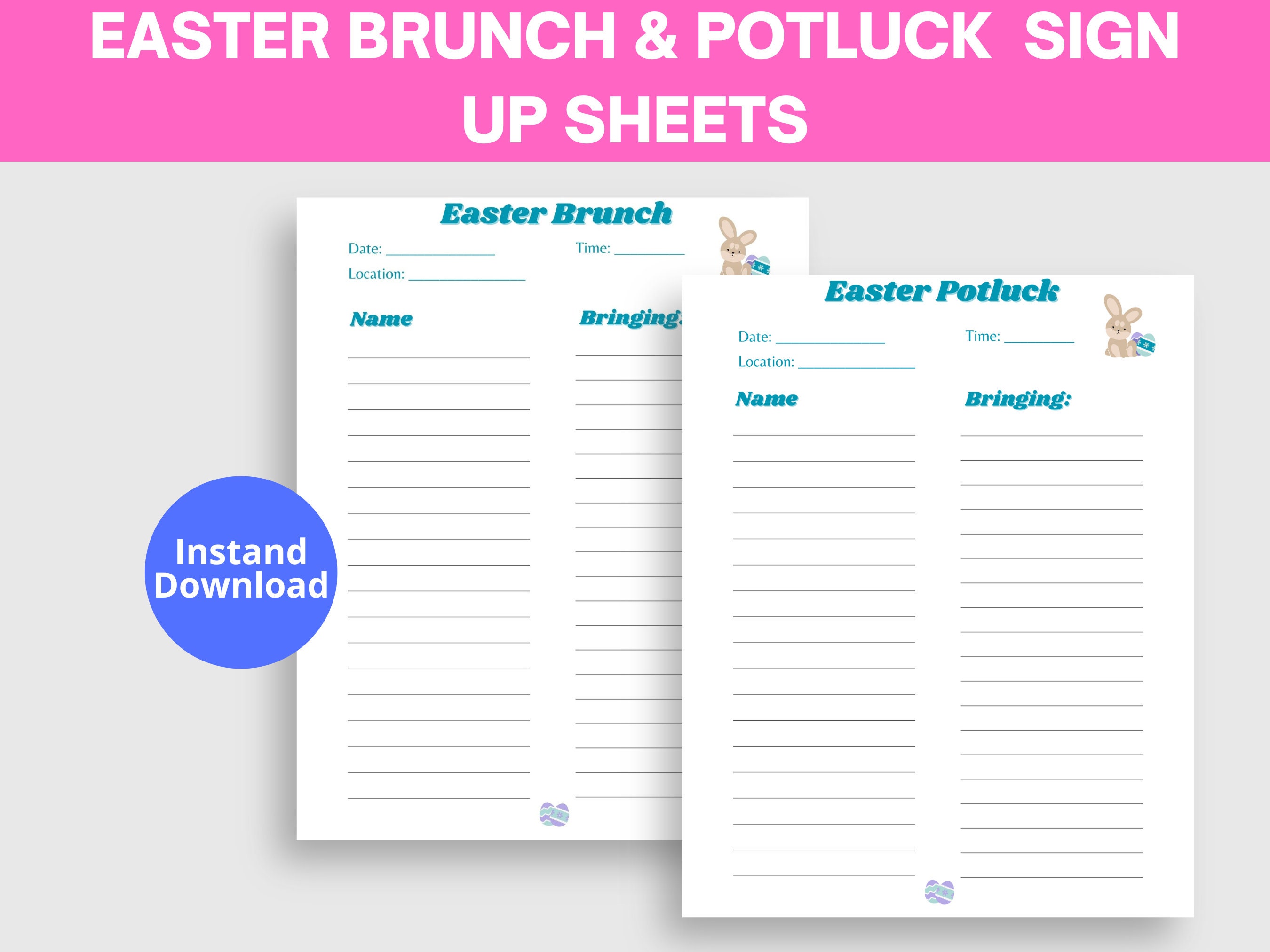Easter Brunch & Potluck Sign up Sheet, Easter Food Sign up Sheets ...