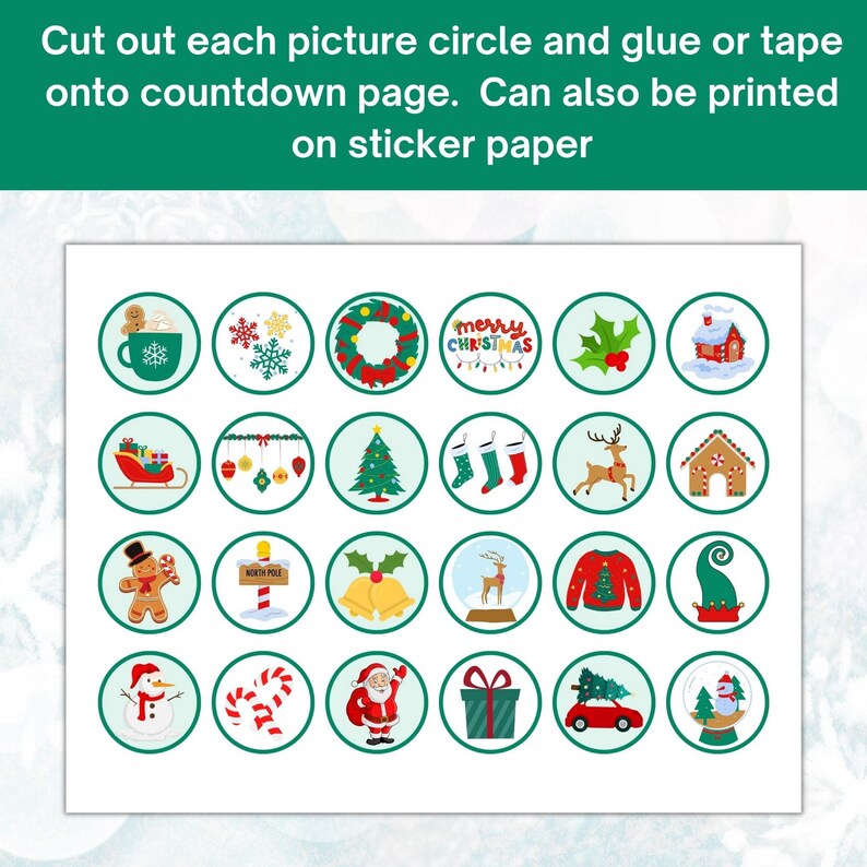 Kids Christmas Advent Calendar: Cut & Paste Activity (digital Download ...