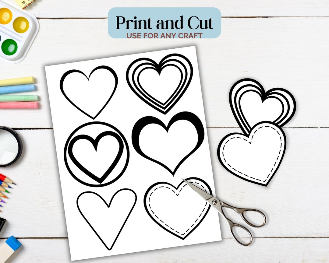 Printable Heart Templates for Valentines Day, School Crafts, Junk ...