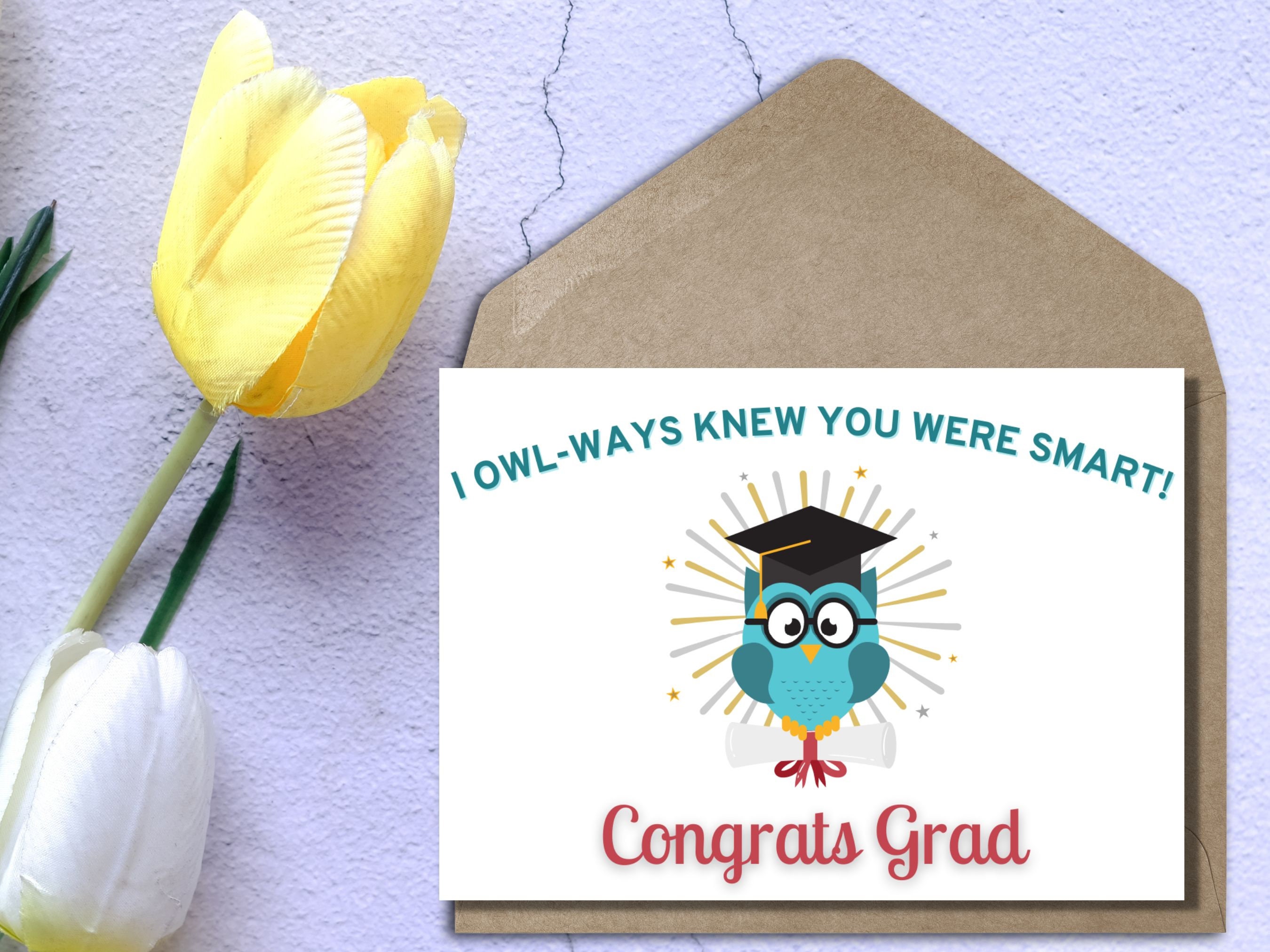 Funny Graduation Card for Boy or Girl, Owl Grad 2024 Card Digital ...
