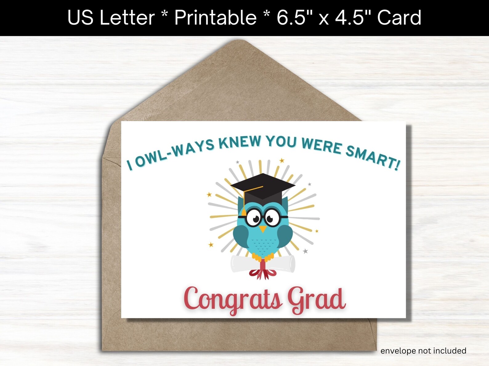 Funny Graduation Card for Boy or Girl, Owl Grad 2024 Card Digital ...