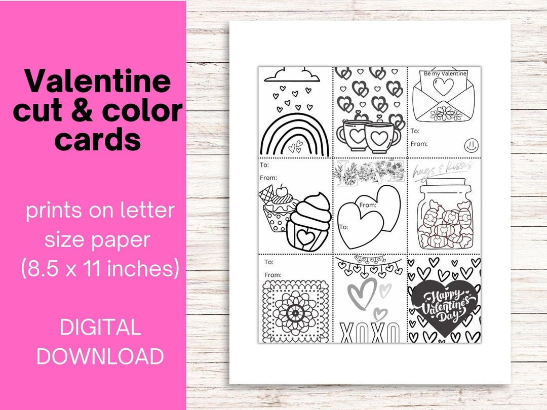 Classmate Valentines Cards or Coloring Page, Valentine Exchange Cards ...