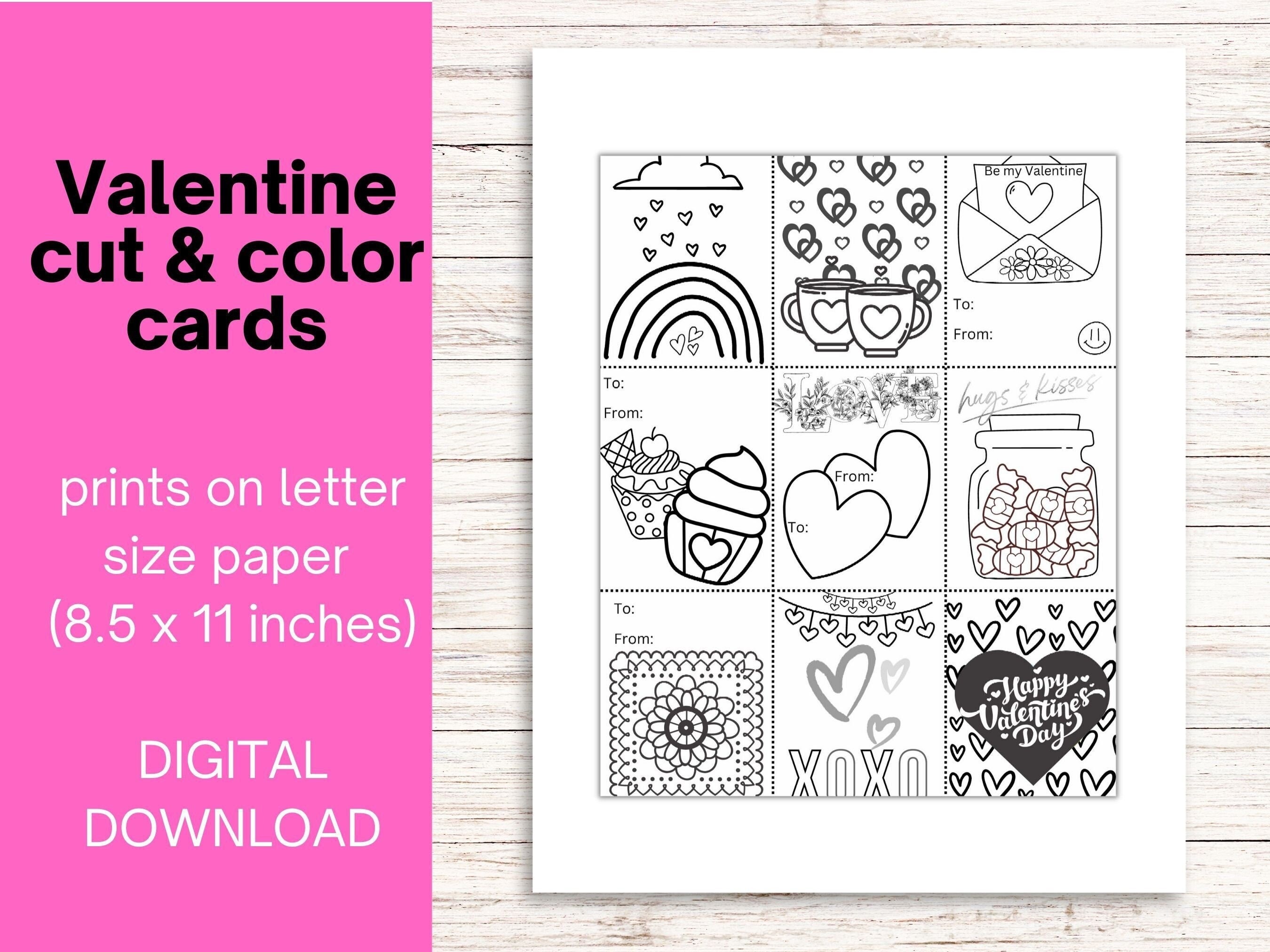 Classmate Valentines Cards or Coloring Page, Valentine Exchange Cards ...