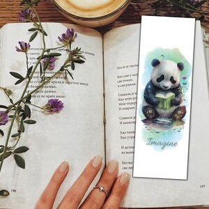 Panda Cute Bookmark Set, Printable Bookmarks With Panda Reading a Book ...