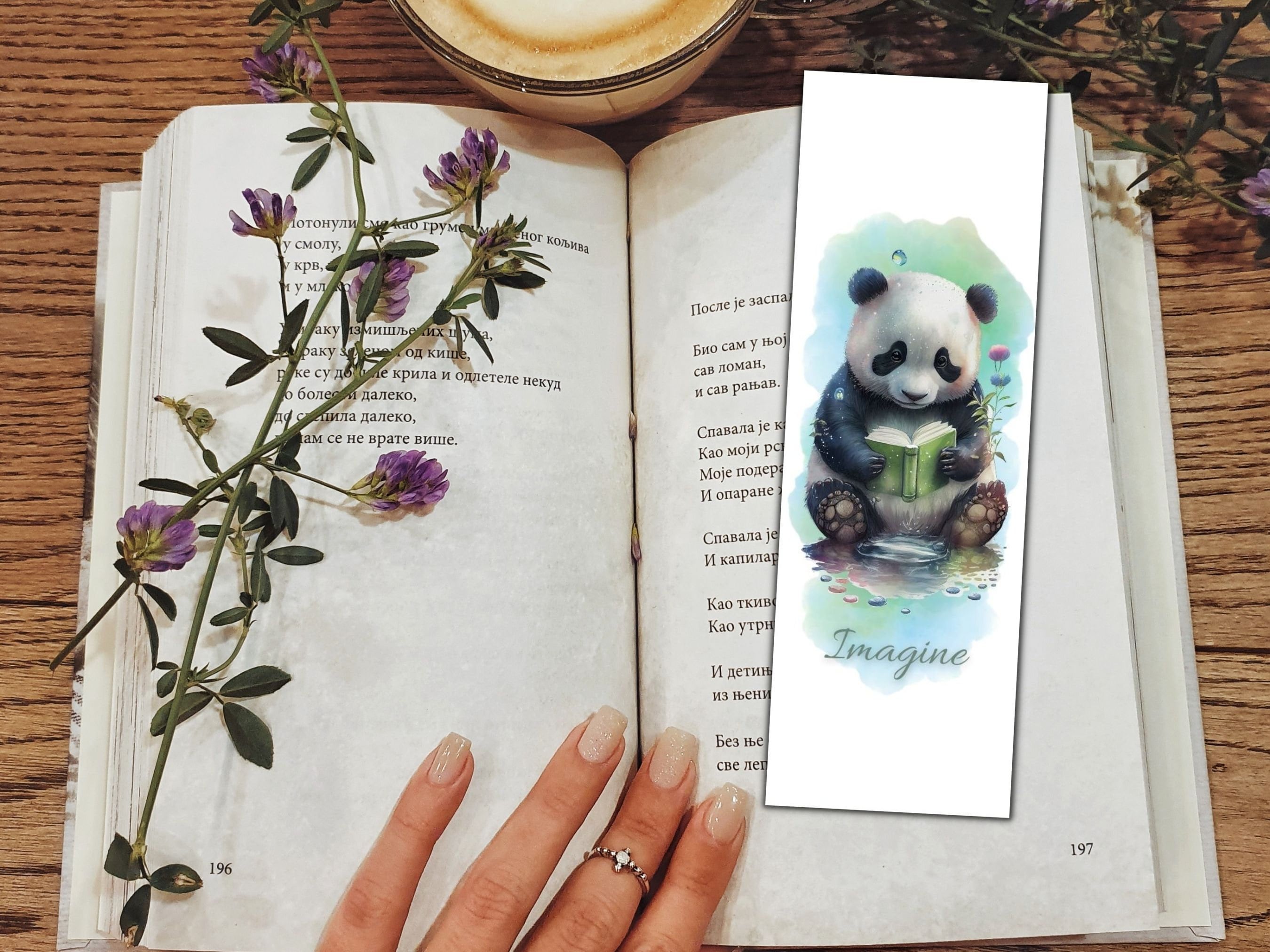 Panda Cute Bookmark Set, Printable Bookmarks With Panda Reading a Book ...