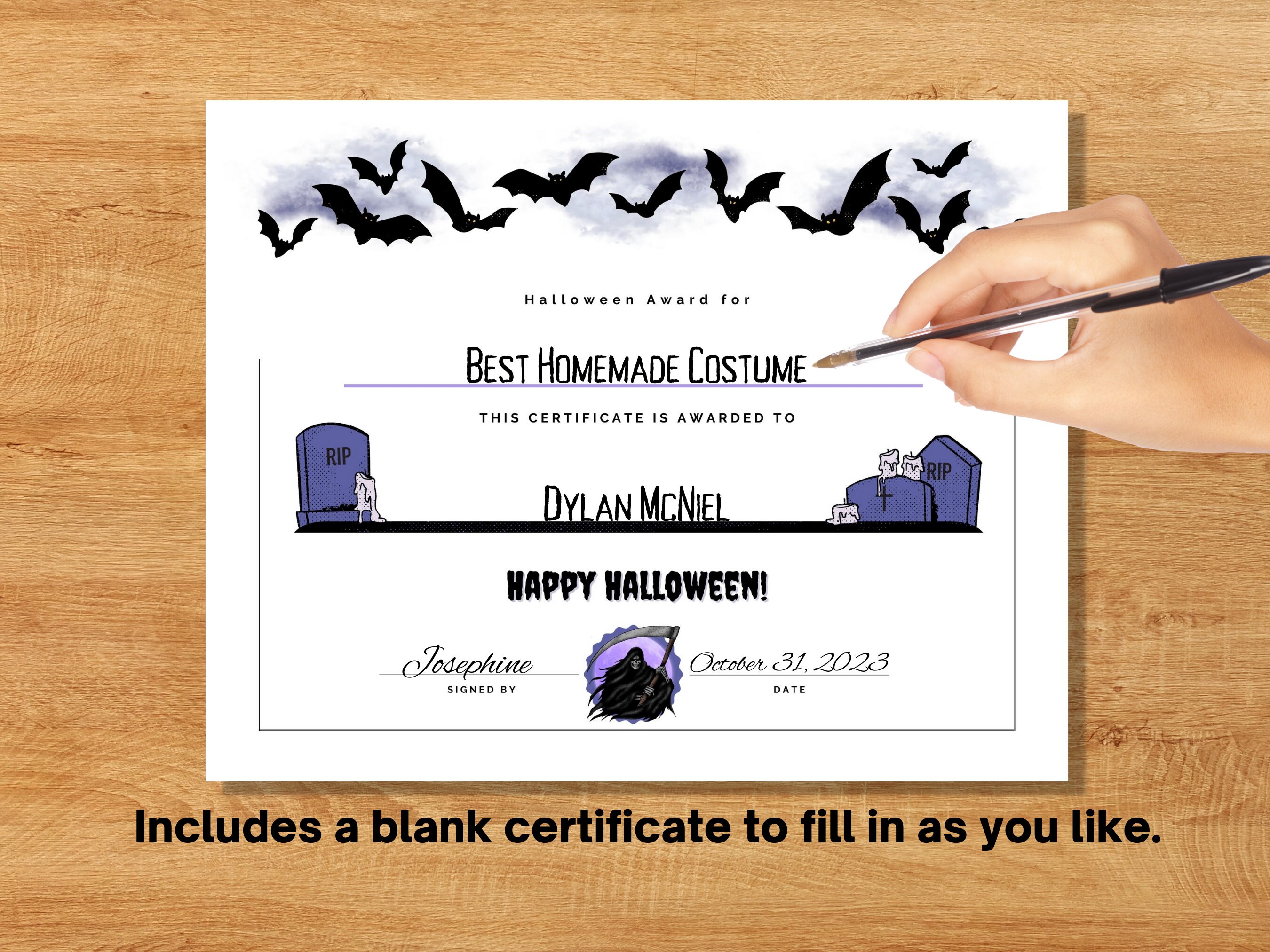 Blank Halloween Award Certificate, Printable Best Costume Awards ...