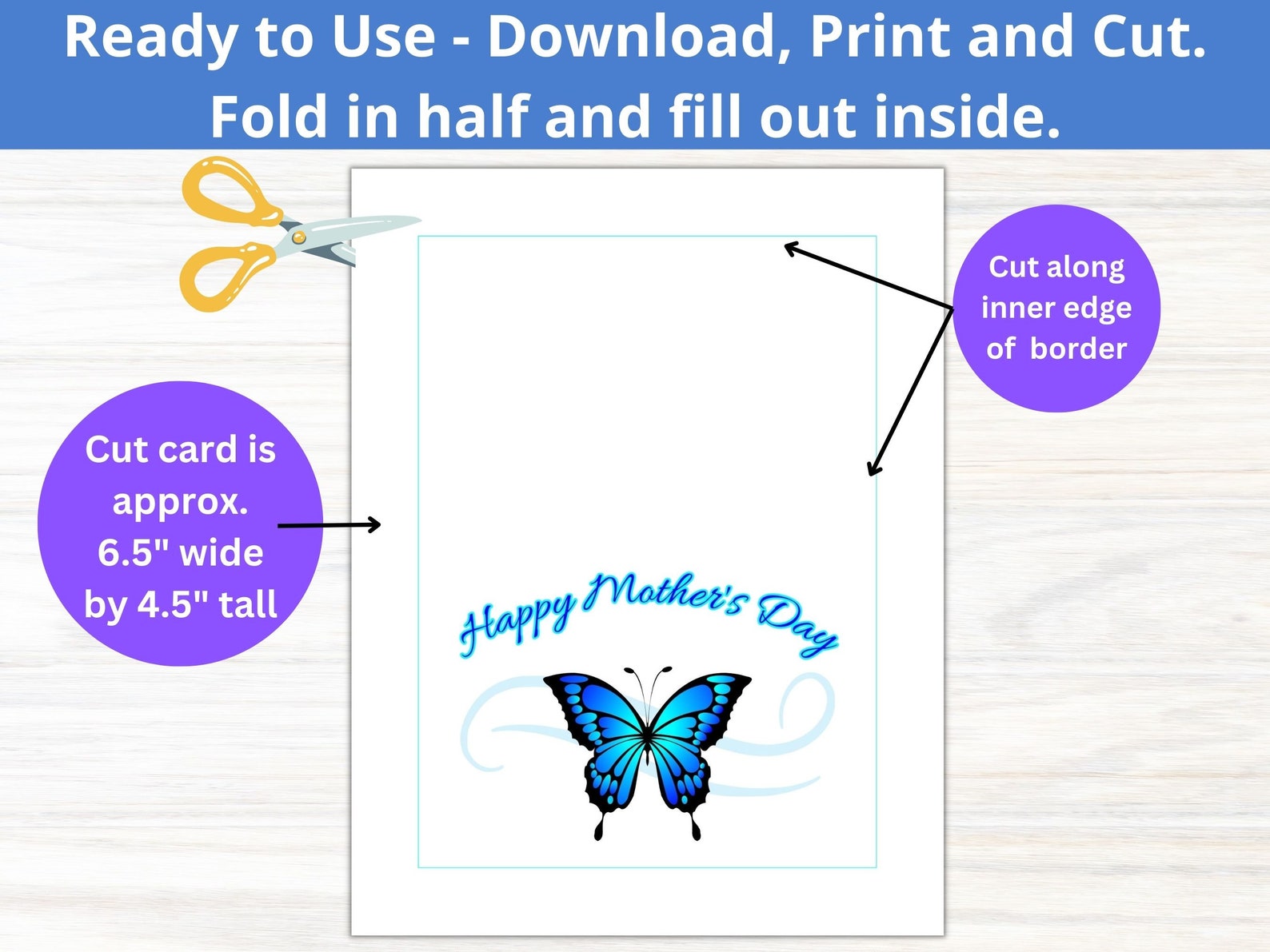 Happy Mother's Day Card Printable, Monarch Butterfly Mothers Day Card ...
