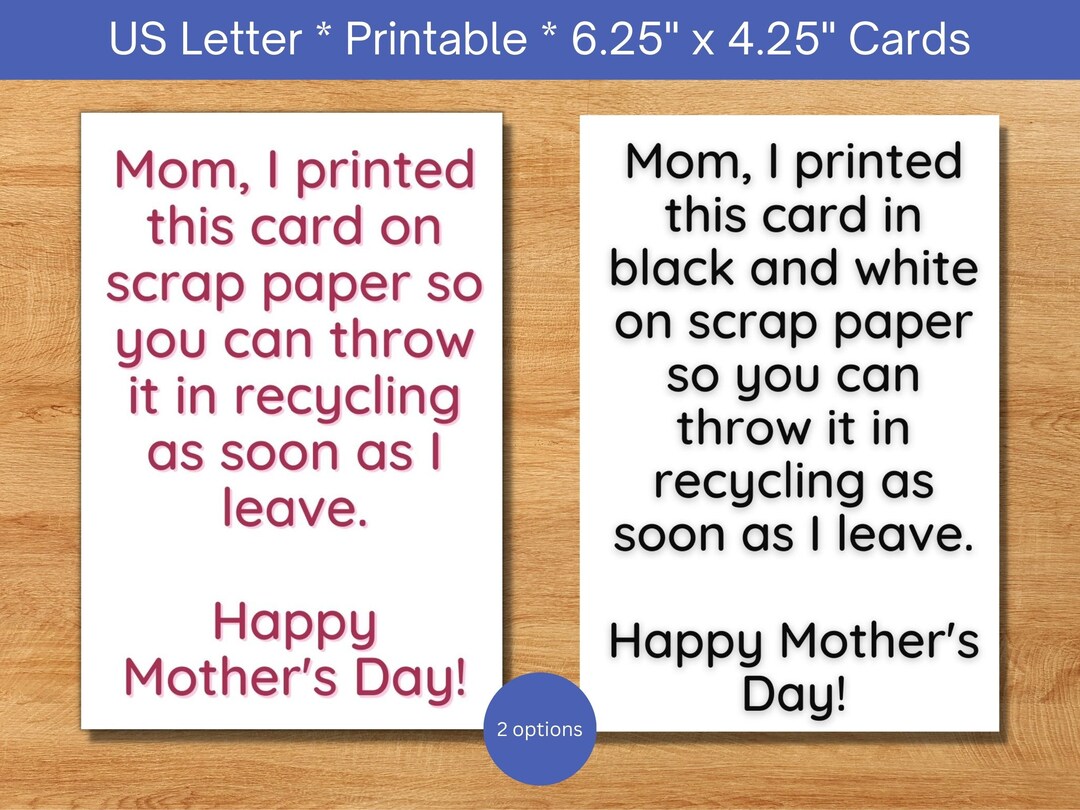 Happy Mother's Day Card Printable, Funny Mothers Day Card From Son or ...