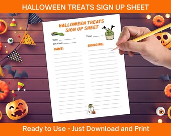 Halloween Potluck Sign up Sheet, Printable Holiday Party Food Sign up ...