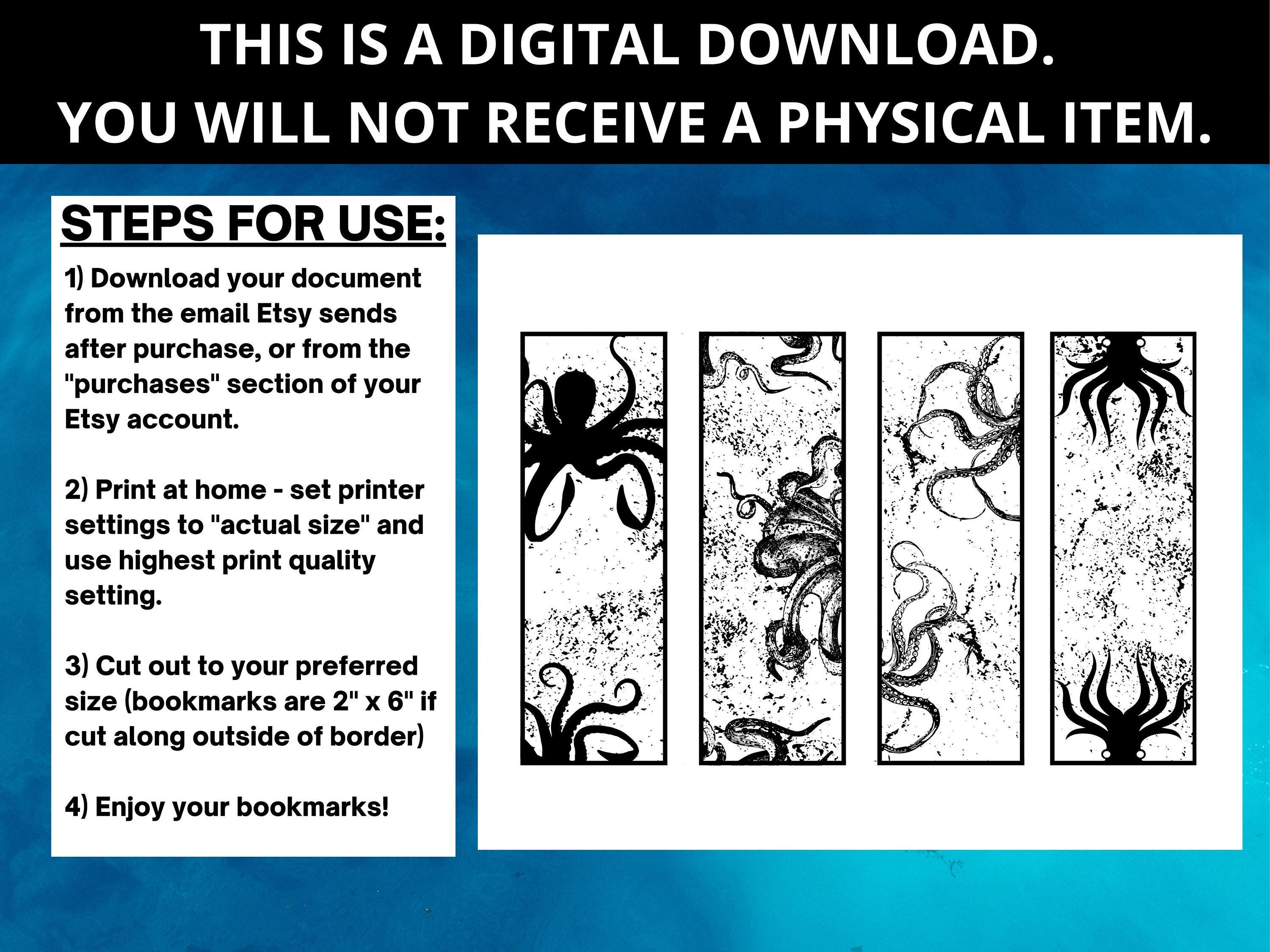 Octopus Bookmarks, Fun and Creepy Goth Octopus Tentacle Bookmark ...