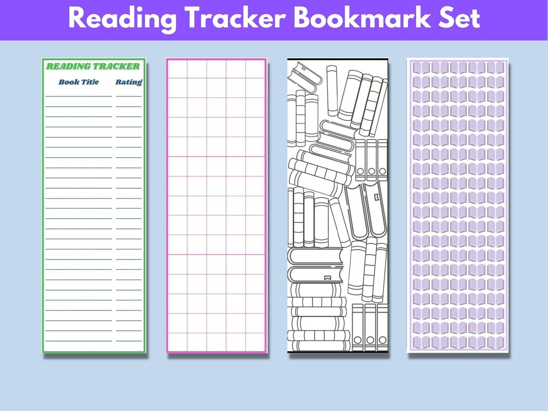Reading Log Bookmark Set, Reading Tracker Bookmarks, 100 Book Challenge ...