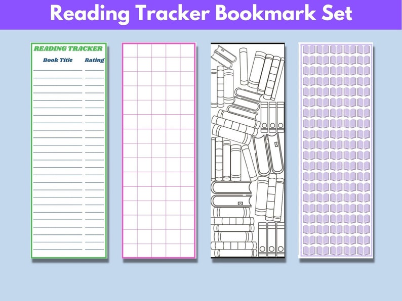 Reading Log Bookmark Set, Reading Tracker Bookmarks, 100 Book Challenge ...