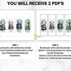 Panda Cute Bookmark Set, Printable Bookmarks With Panda Reading a Book ...