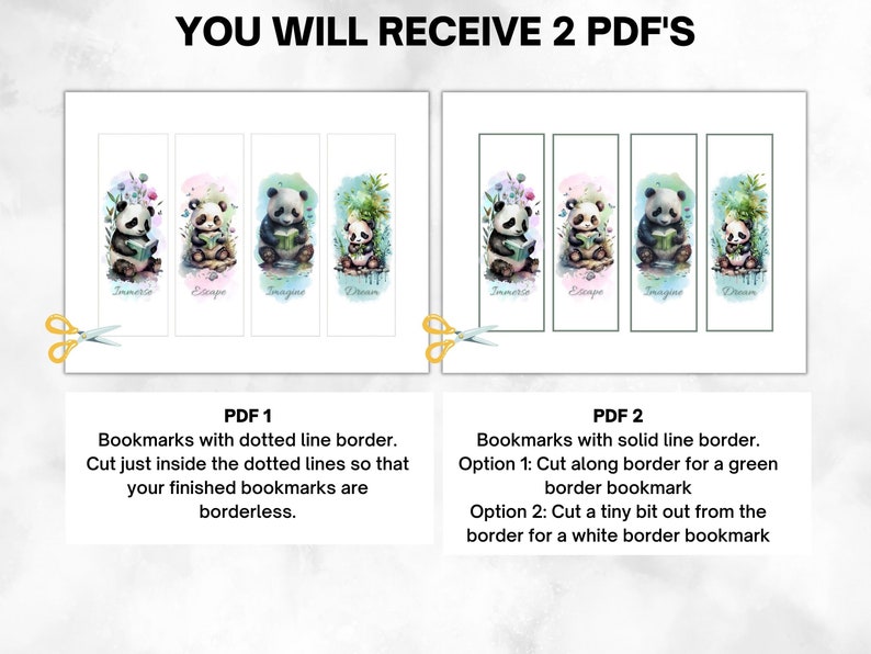 Panda Cute Bookmark Set, Printable Bookmarks With Panda Reading a Book ...