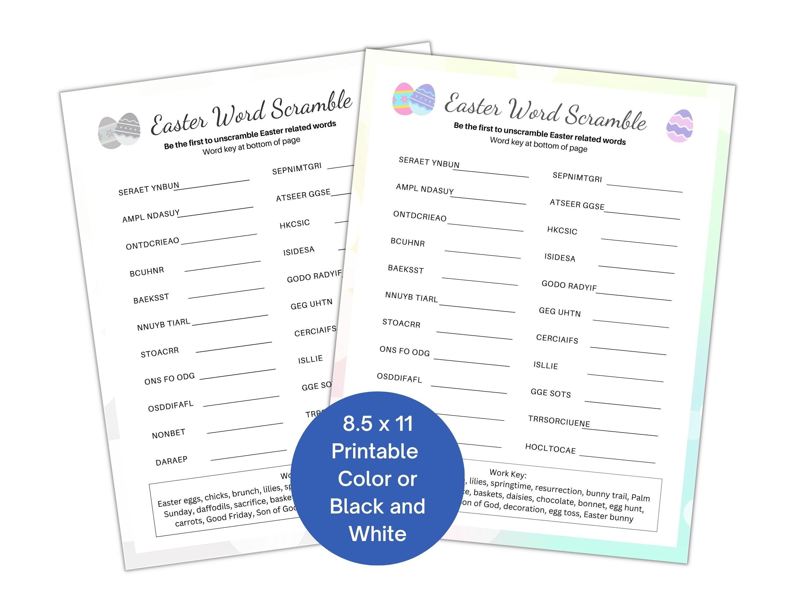 Easter Word Scramble Game Printable, Easter Activity Page, Easter Games ...