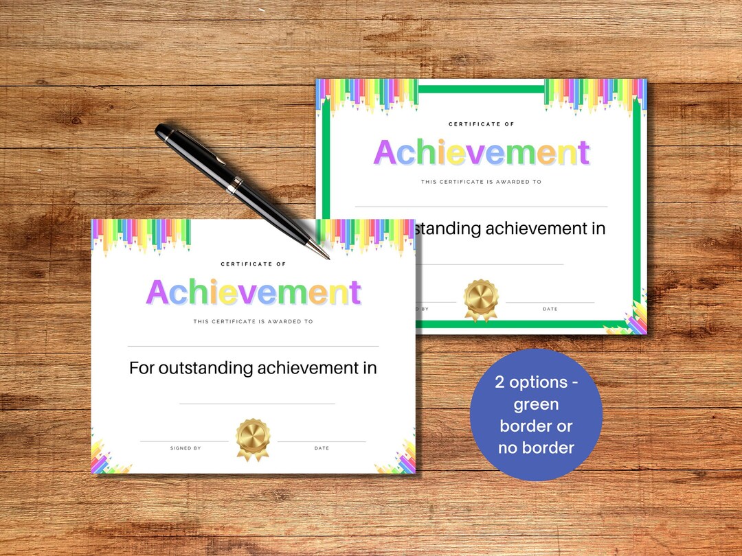 Certificate of Achievement Award Printable, Class Certificate of ...