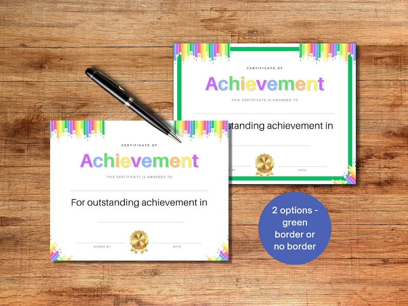 Certificate of Achievement Award Printable, Class Certificate of ...