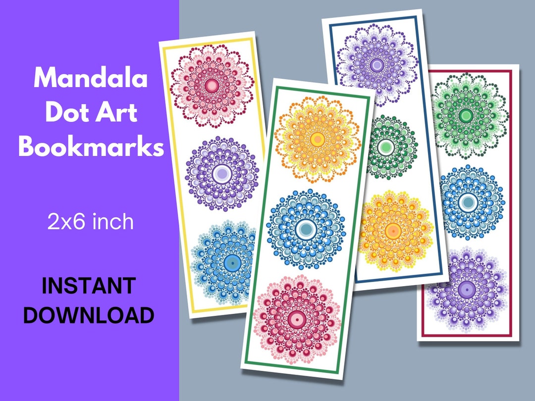 Unique Printable Mandala Artwork Bookmarks, Dot Art Mandalas Bookmark ...