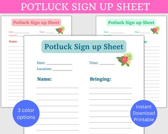 Potluck Sign up Sheet Juneteenth Day Potluck Sign up Sheet - Etsy
