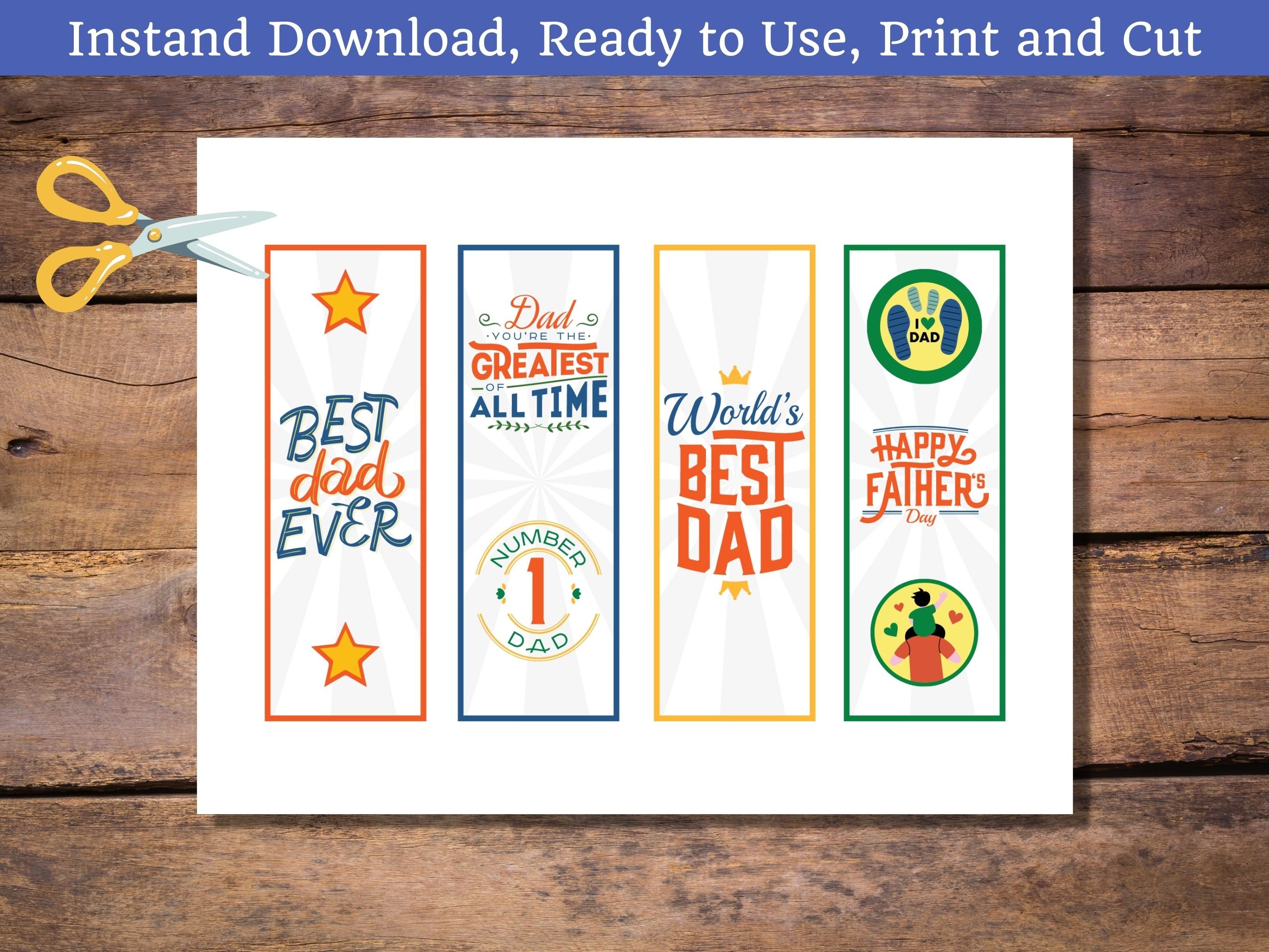 Father's Day Printable Bookmark Set: Perfect Gift for Dad, Happy ...