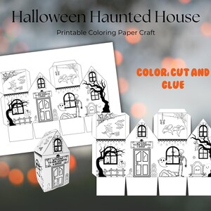 Haunted House Paper Craft to Color and Cut, Printable Halloween ...