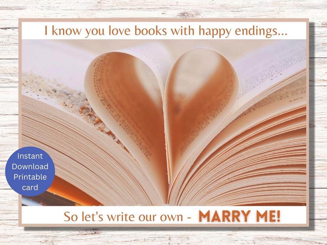 Marry Me Wedding Proposal Card, Instant Download Printable Engagement ...