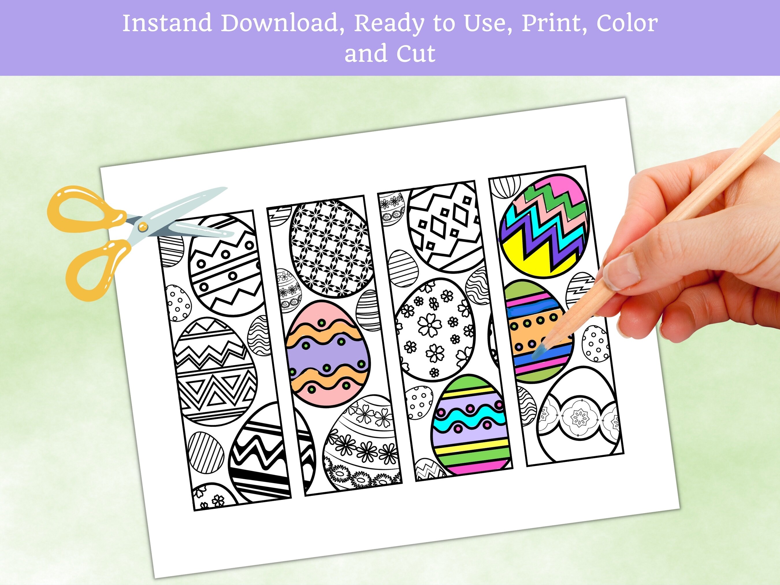Easter Printable Bookmark, Easter Egg Coloring Bookmarks for Kids - Etsy