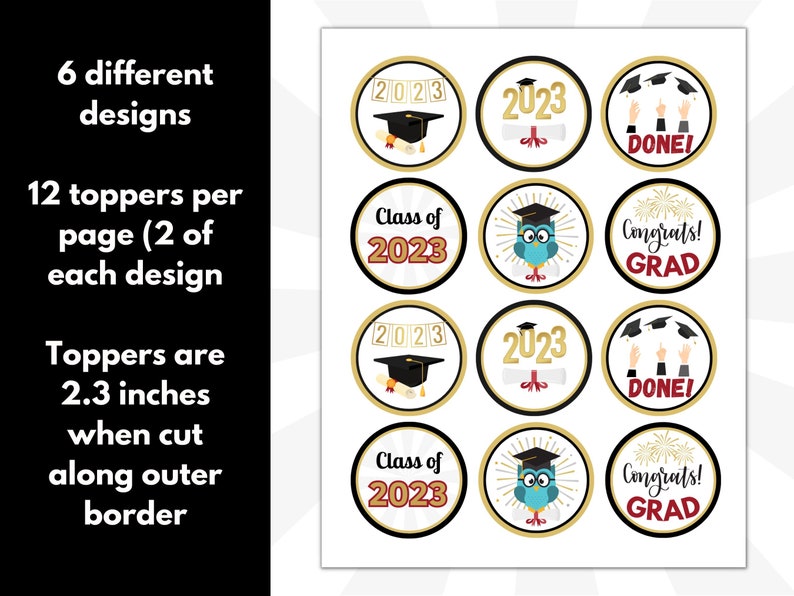 Graduation Cake Topper, Class of 2023 Cupcake Toppers, Grad Cake Topper ...