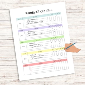 Family Chore Chart Planner and Household Cleaning Schedule Printable ...