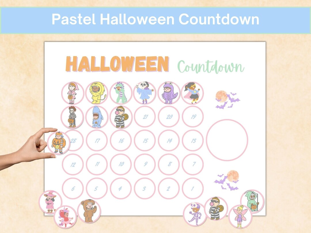 Pastel Halloween Countdown Calendar Printable, Advent Calendar, How ...
