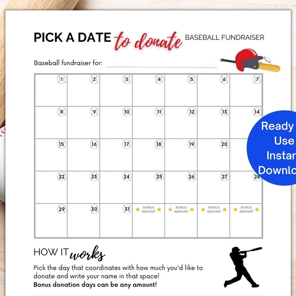 Baseball Pick a Date Template - Etsy