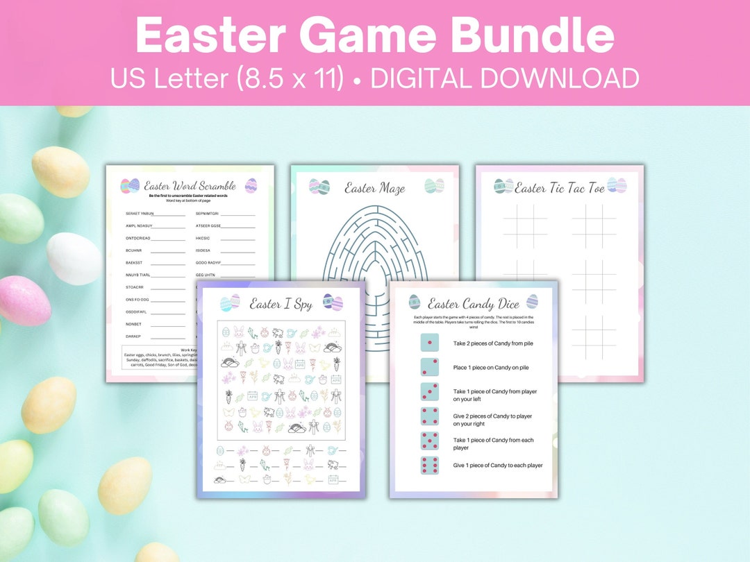 Easter Games Printable With Tic Tac Toe, Candy Dice, I Spy and More. - Etsy