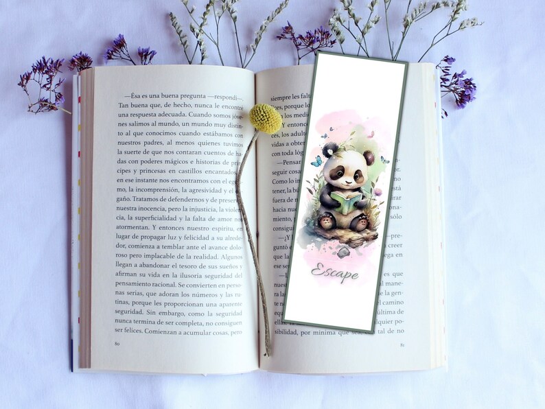 Panda Cute Bookmark Set, Printable Bookmarks With Panda Reading a Book ...