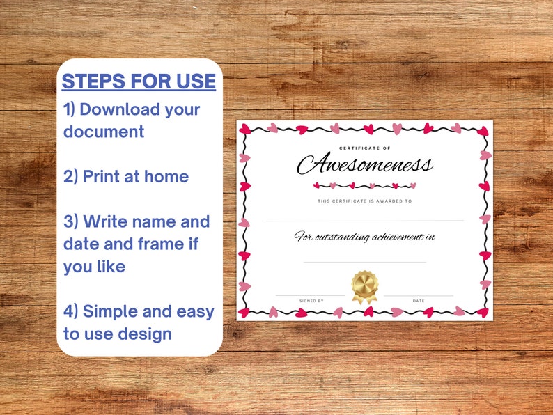 Certificate of Awesomeness: Printable Achievement Award for Being ...