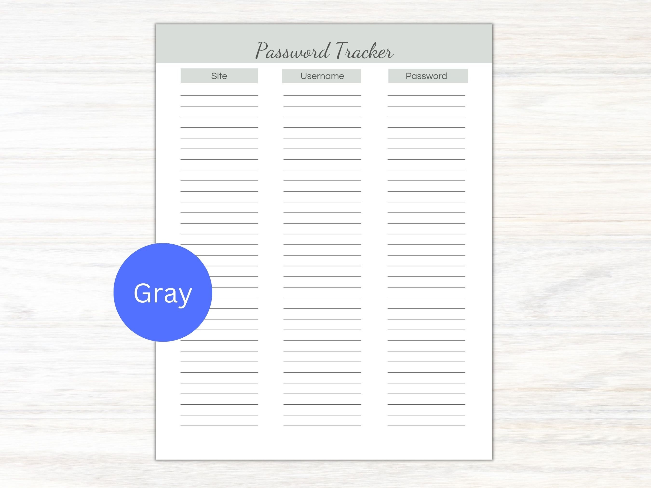 Printable Password Tracker Sheet, Password Organizer Page - Etsy