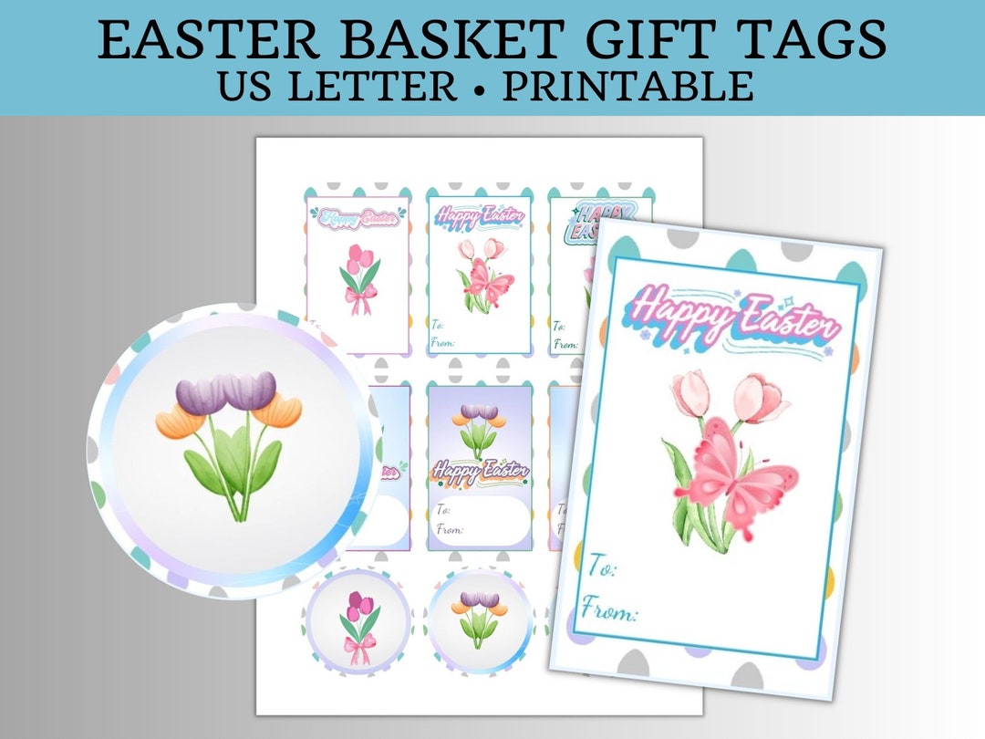 Easter Basket Tags Pretty Pastel Color Easter Basket Gift - Etsy