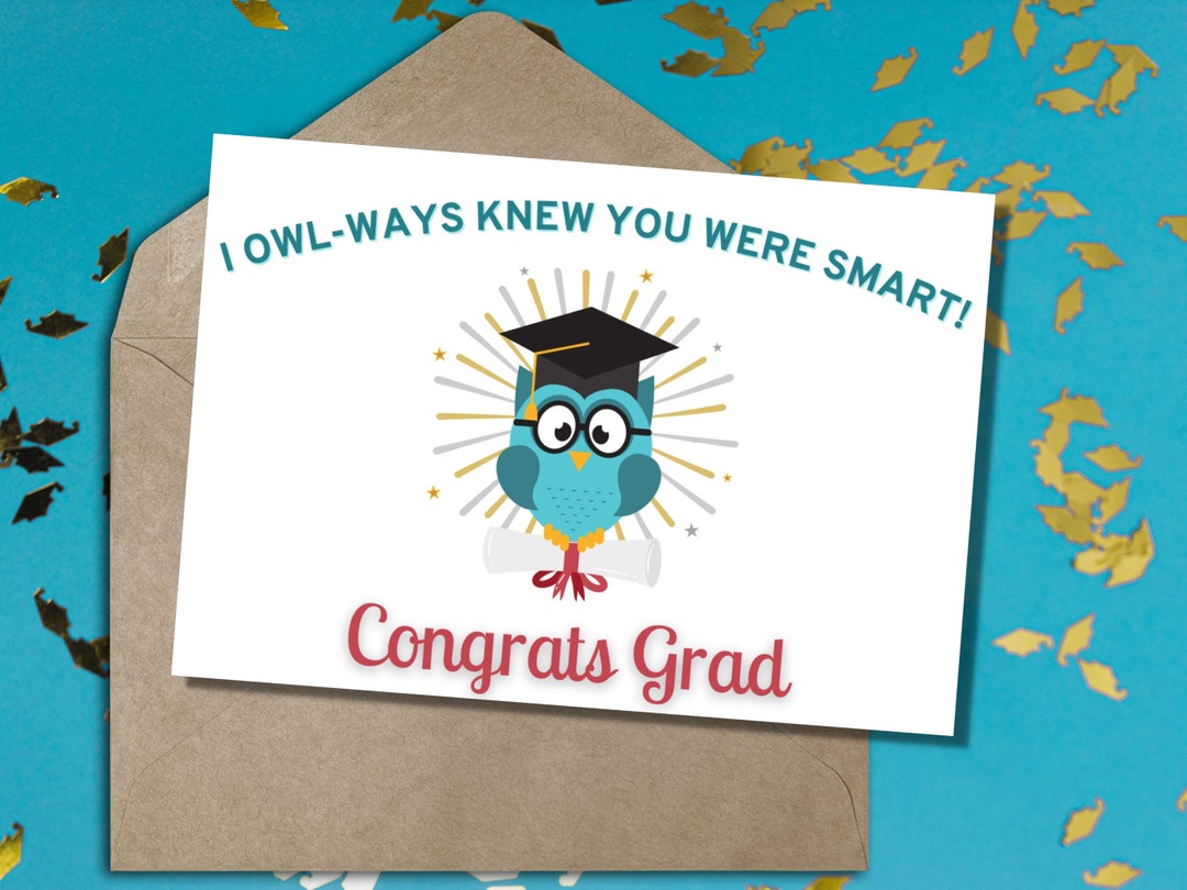 Funny Graduation Card for Boy or Girl, Owl Grad 2024 Card Digital ...