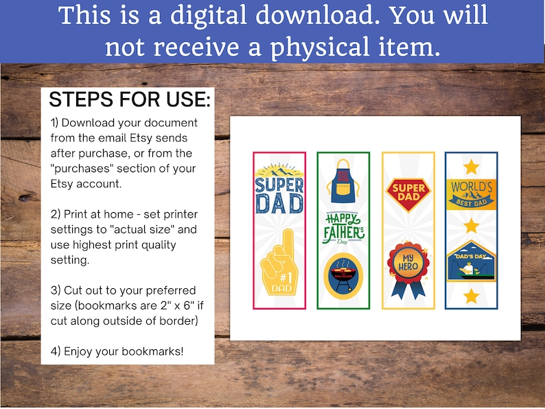 Father's Day Printable Bookmarks, Happy Fathers Day Bookmark Set, Gift ...