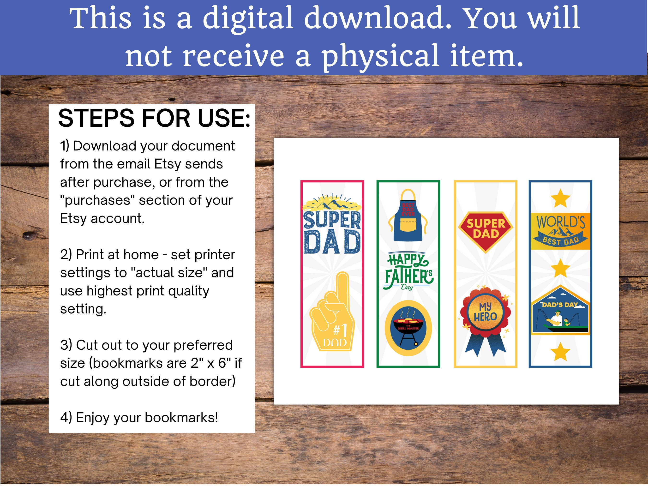 Father's Day Printable Bookmarks, Happy Fathers Day Bookmark Set, Gift ...