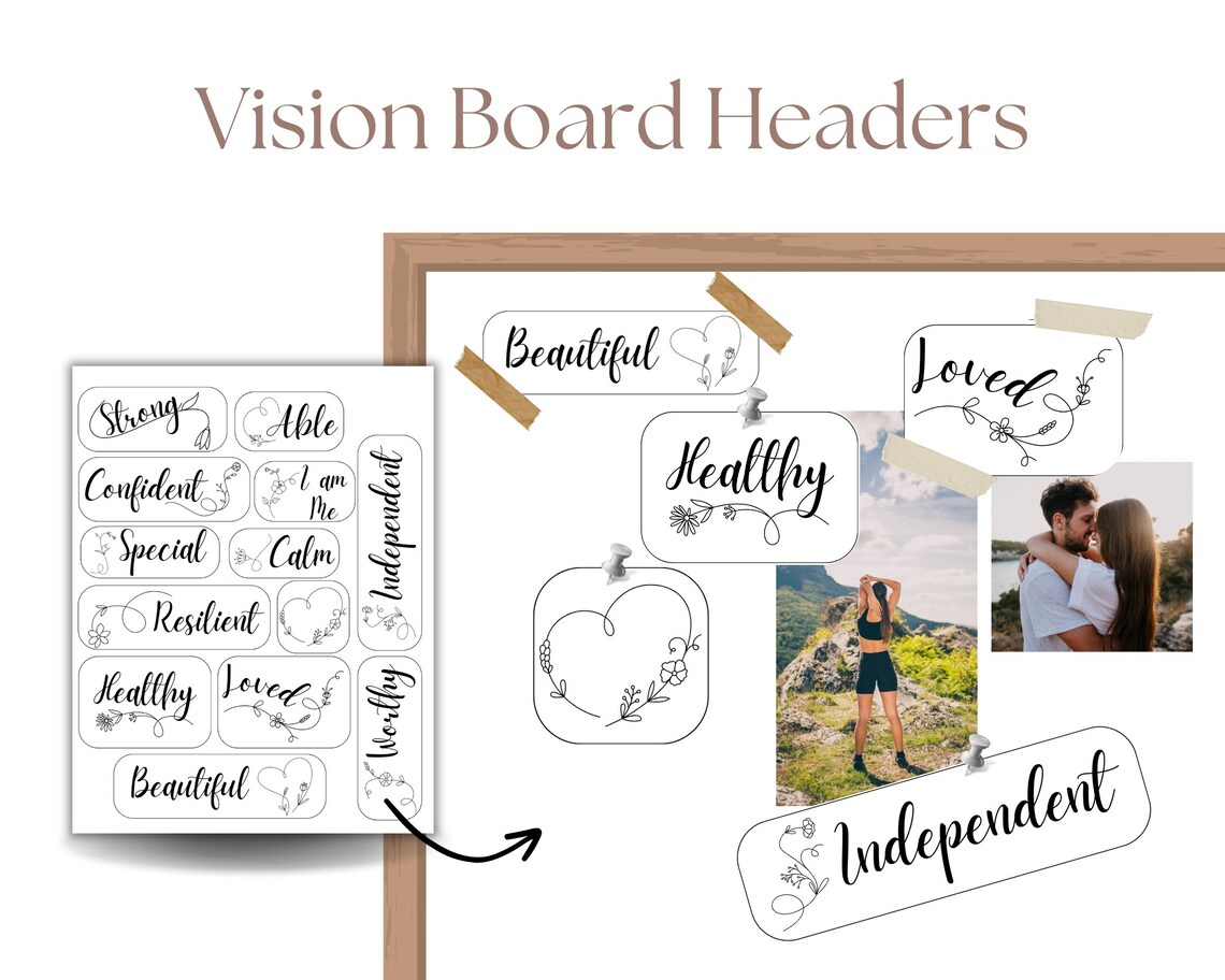 Printable Vision Board Kit With Coloring Templates and Ready-to-use ...