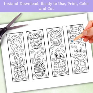 Printable Easter Egg Coloring Bookmarks for Kids (PDF) - Etsy