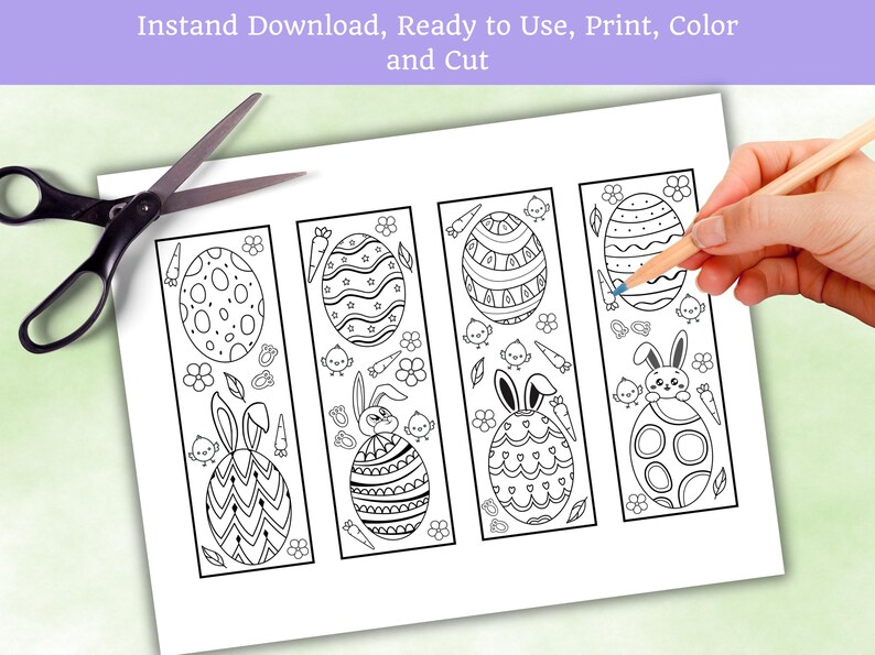 Printable Easter Bookmark Coloring Page for Kids, Easter Grayscale ...