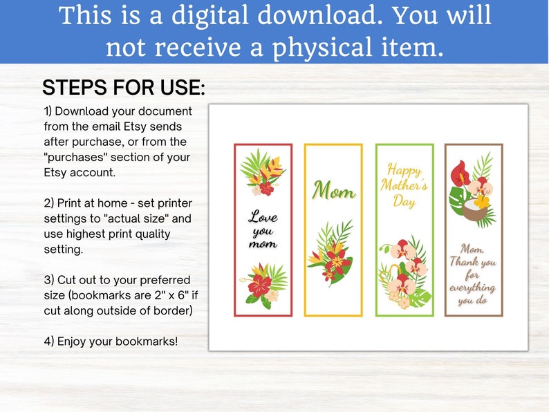 Mother's Day Bookmark Set, Happy Mothers Day Bookmarks, Mothers Day ...