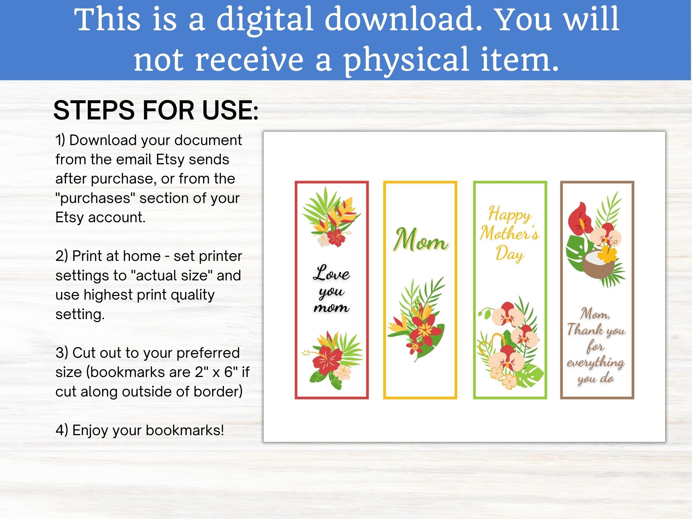 Mother's Day Bookmark Set, Happy Mothers Day Bookmarks, Mothers Day ...