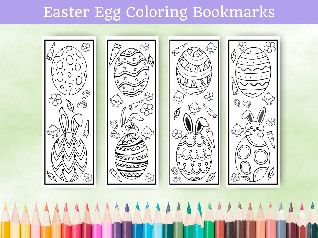 Printable Easter Egg Coloring Bookmarks for Kids (PDF) - Etsy