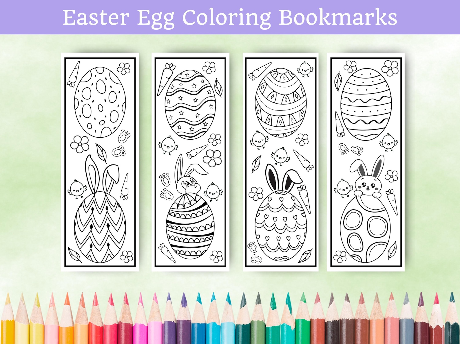 Printable Easter Bookmark Coloring Page for Kids, Easter Grayscale ...