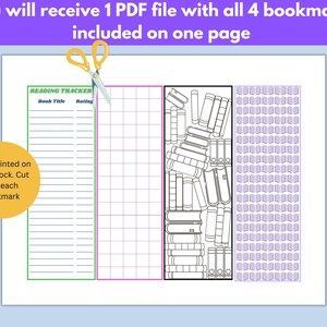 Reading Log Bookmark Set, Reading Tracker Bookmarks, 100 Book Challenge ...