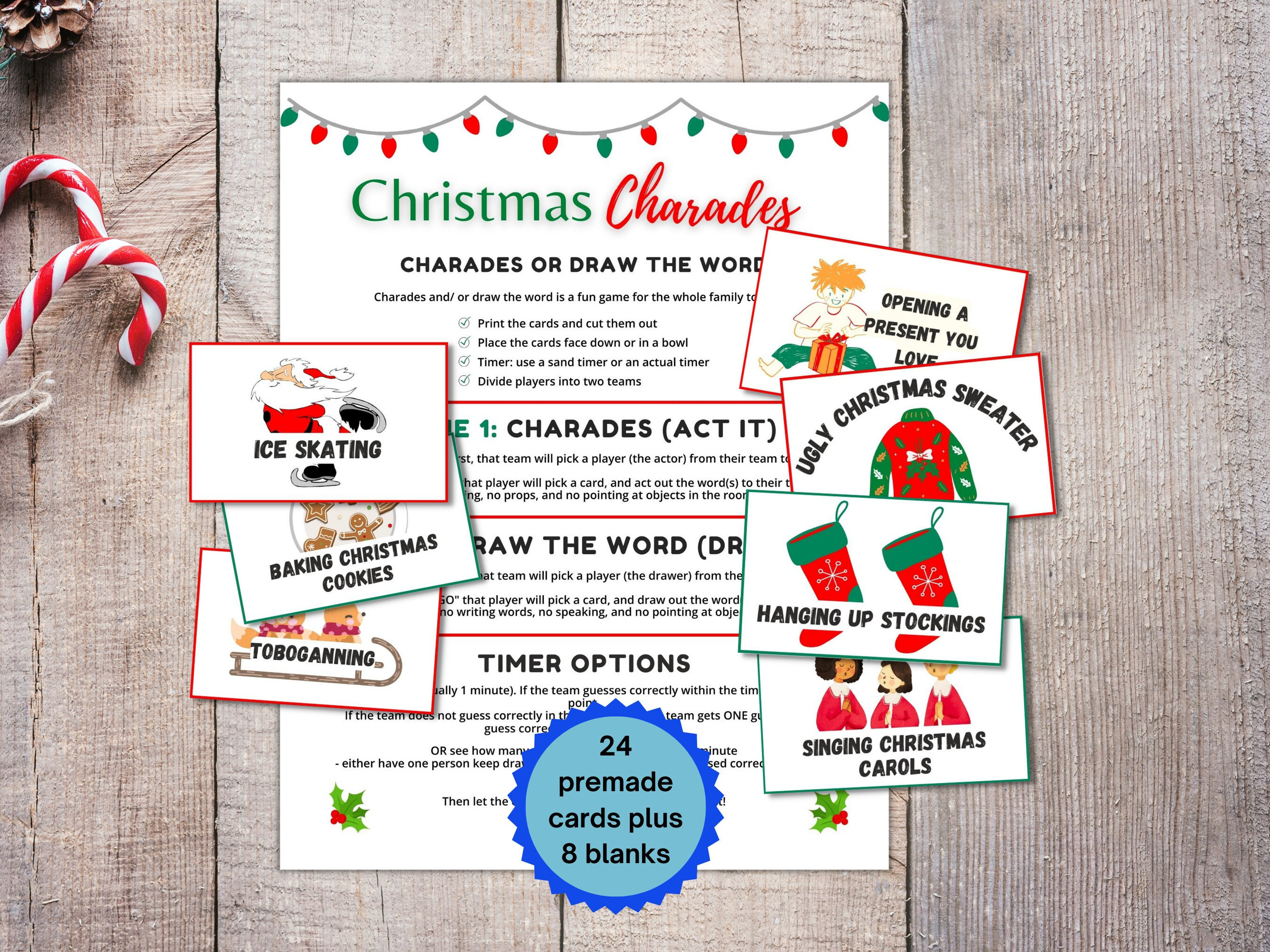 Christmas Charades, Holiday Charades Printable, Christmas Word Games ...