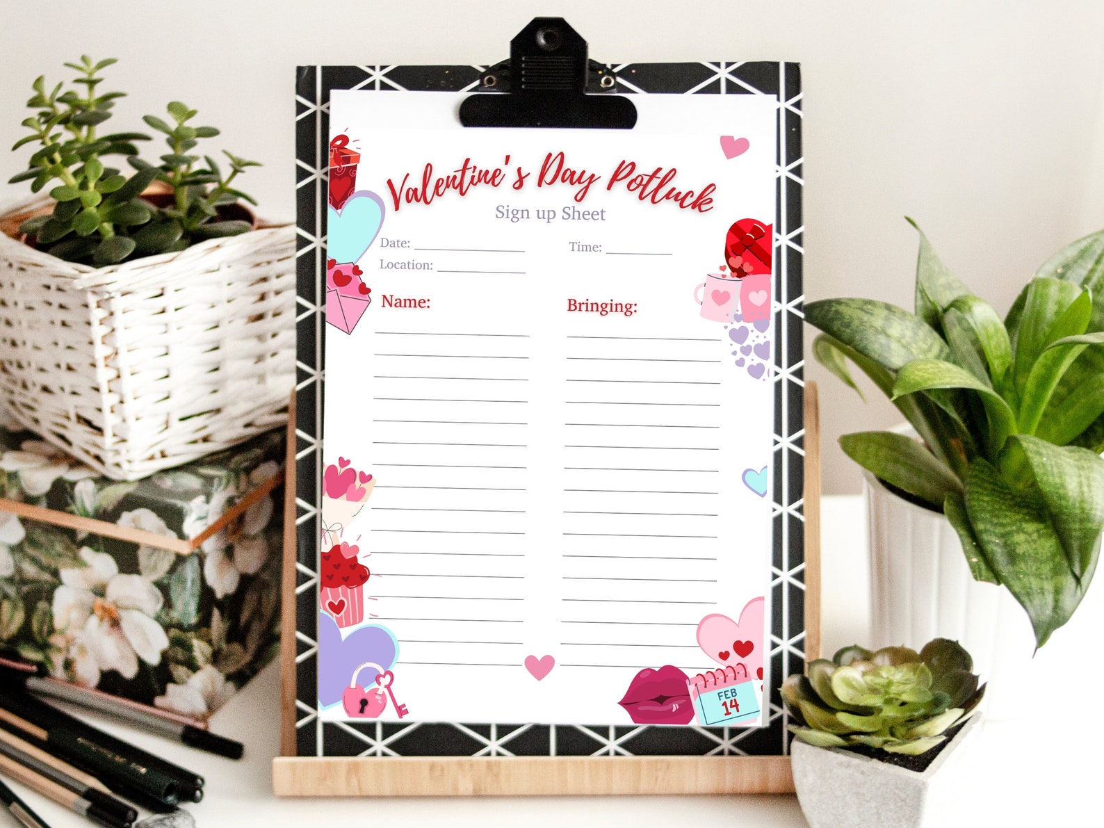 Valentine's Day Potluck Sign-up Sheet for Supper Club or Classroom ...