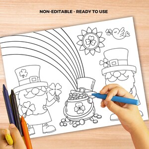 St Patrick's Day Coloring Pages, Printable Cute Leprechaun and Gnome ...